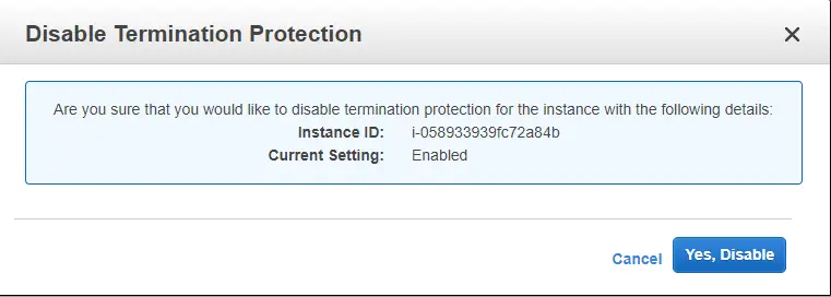 How To Disable Termination Protection On An Ec2 Instance Aws Bytes